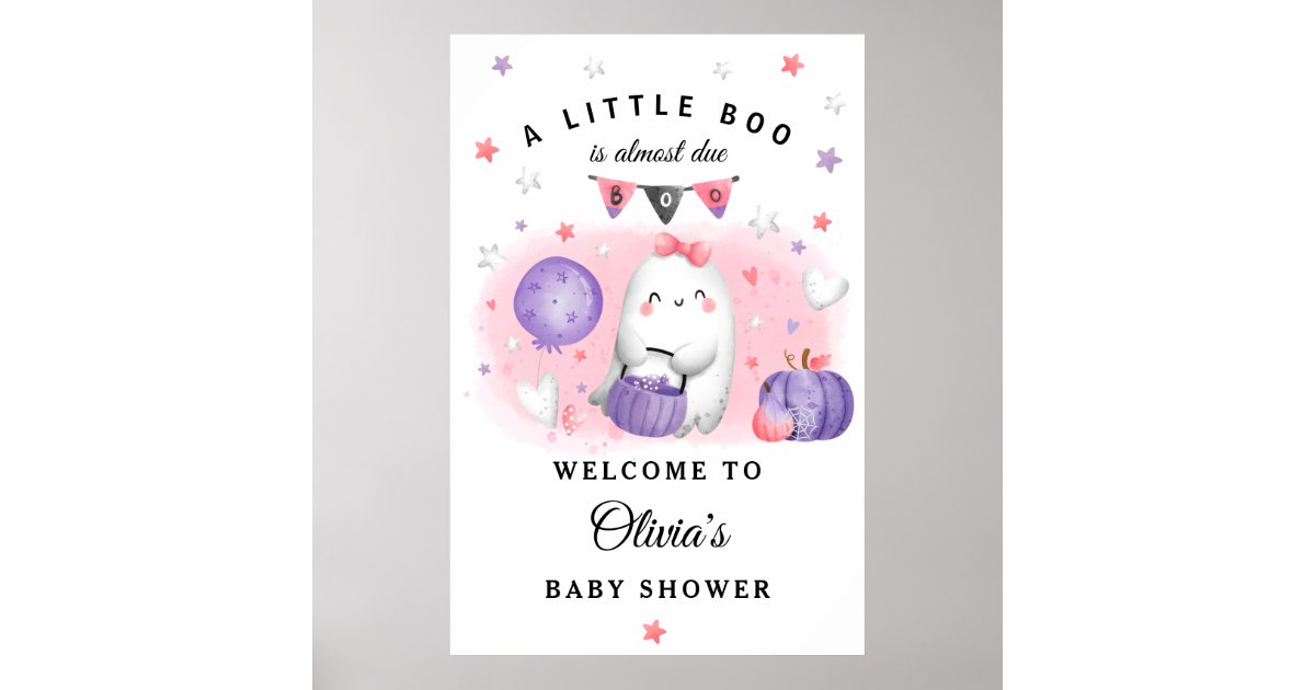 Halloween Little Boo girl Baby Shower Welcome Sign | Zazzle