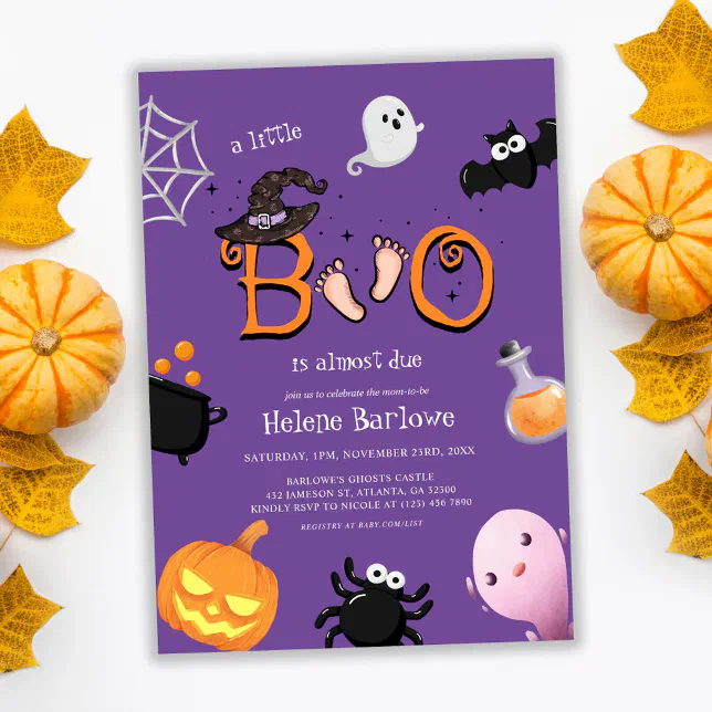 Halloween Little Boo Spooky Baby Shower Invitation | Zazzle