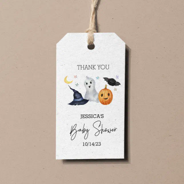 Halloween Little Boo Watercolor Baby Shower Gift Tags | Zazzle
