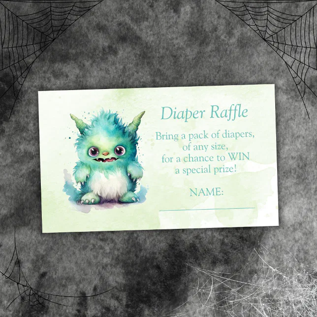 Halloween Little Monster Boy Diaper Raffle Ticket Enclosure Card | Zazzle