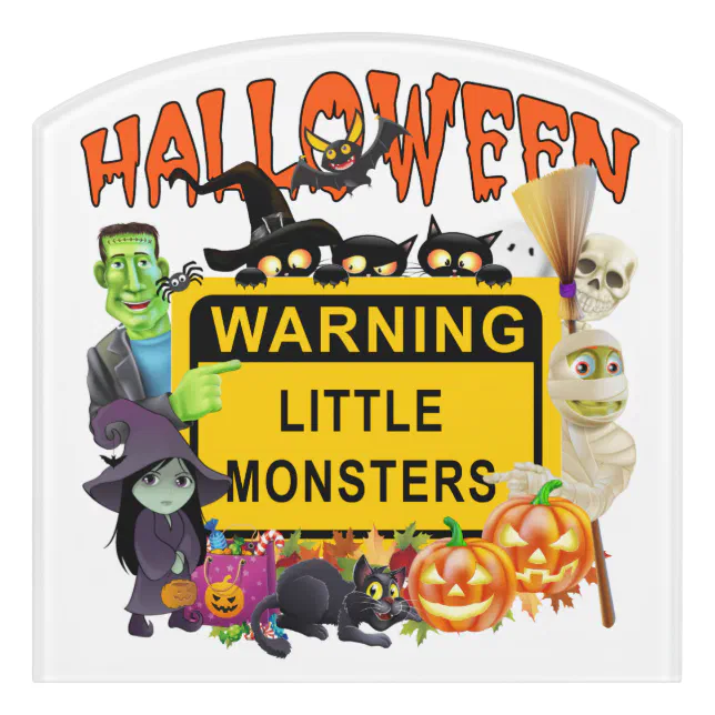Halloween Little Monsters Door Sign | Zazzle