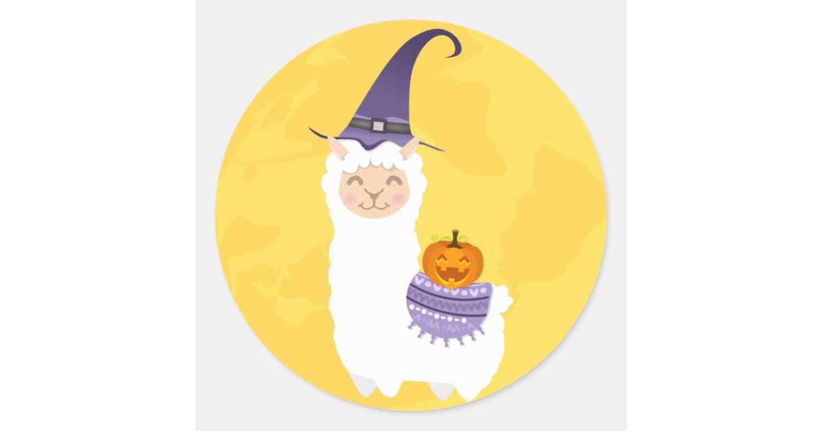 Halloween Llama Classic Round Sticker | Zazzle
