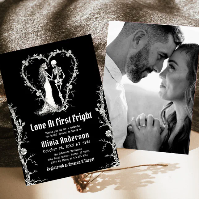 Halloween Love At First Fright Part Bridal Shower Invitation | Zazzle