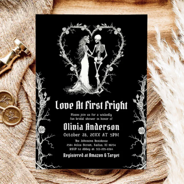 Halloween Love At First Fright Part Bridal Shower Invitation | Zazzle