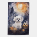 Halloween Maltese With Pumpkins Scary Garden Flag | Zazzle