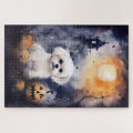 Halloween Maltese With Pumpkins Scary Jigsaw Puzzle | Zazzle
