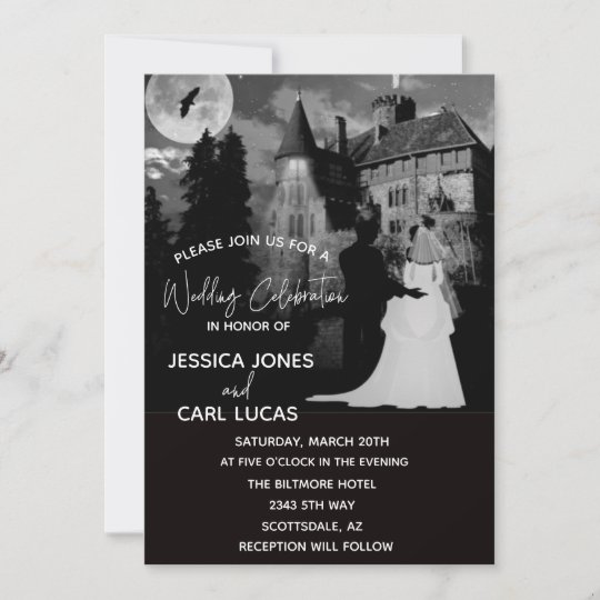 Halloween Mansion Couple Wedding October Invitation | Zazzle.com