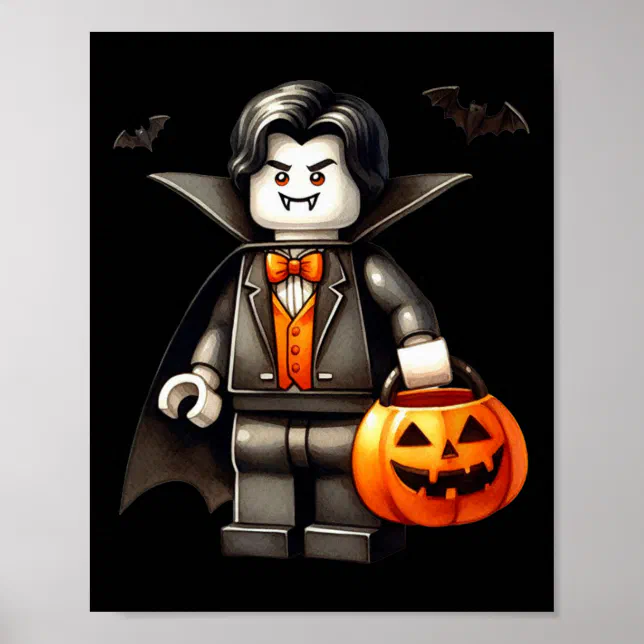 Halloween Master Builder Vampire Kids Building Blo Poster | Zazzle