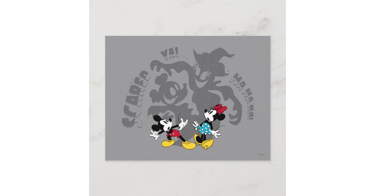 Halloween Mickey and Minnie - Scared Ya! Postcard | Zazzle