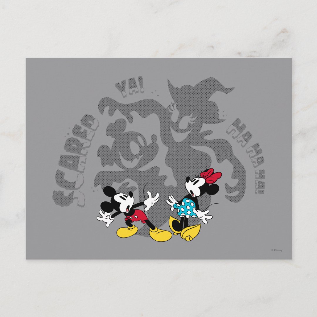Halloween Mickey and Minnie - Scared Ya! Postcard | Zazzle