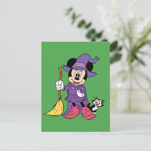 Halloween Minnie Dressed as Cute Witch Postcard | Zazzle