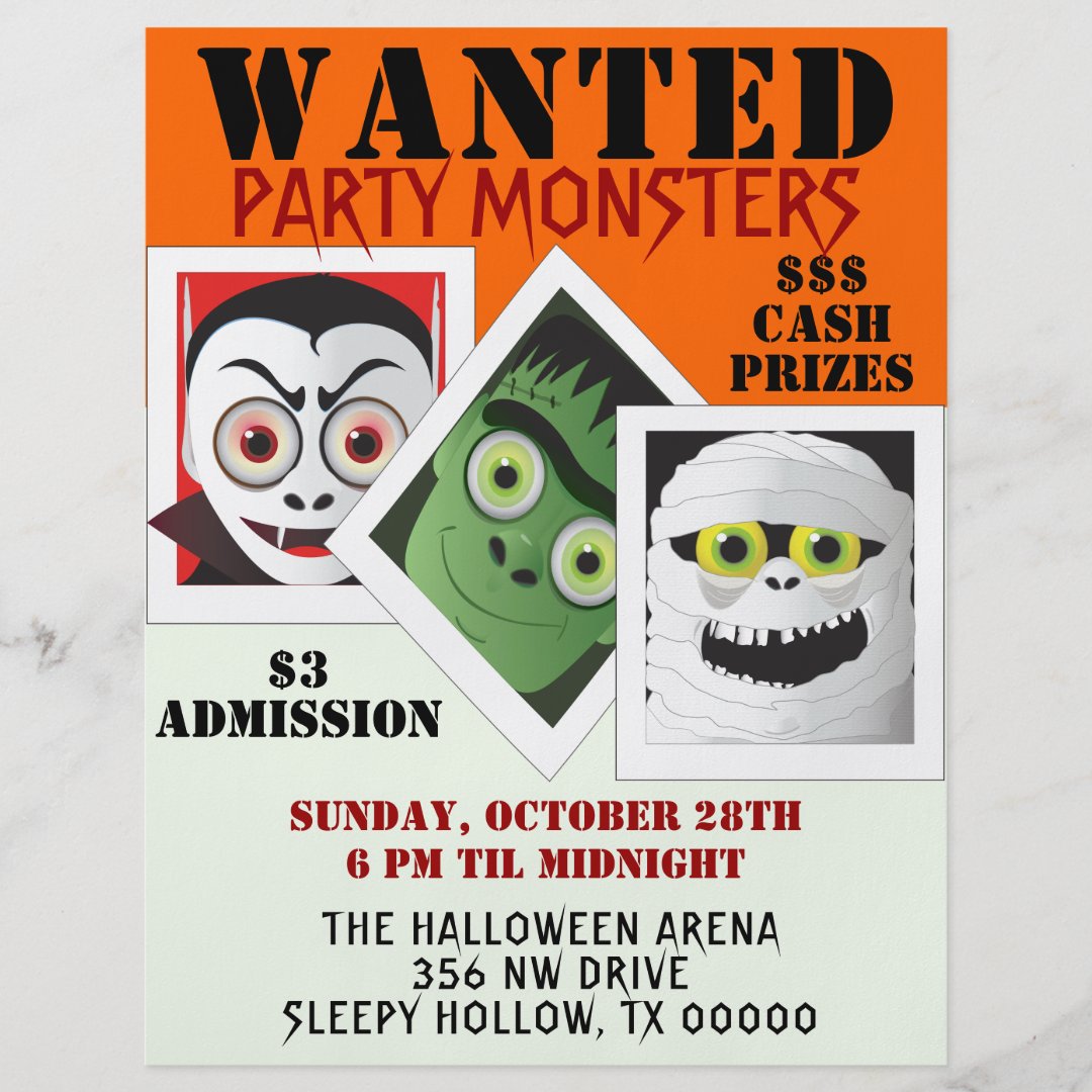Halloween Monster Costume Party Invite Flyer | Zazzle