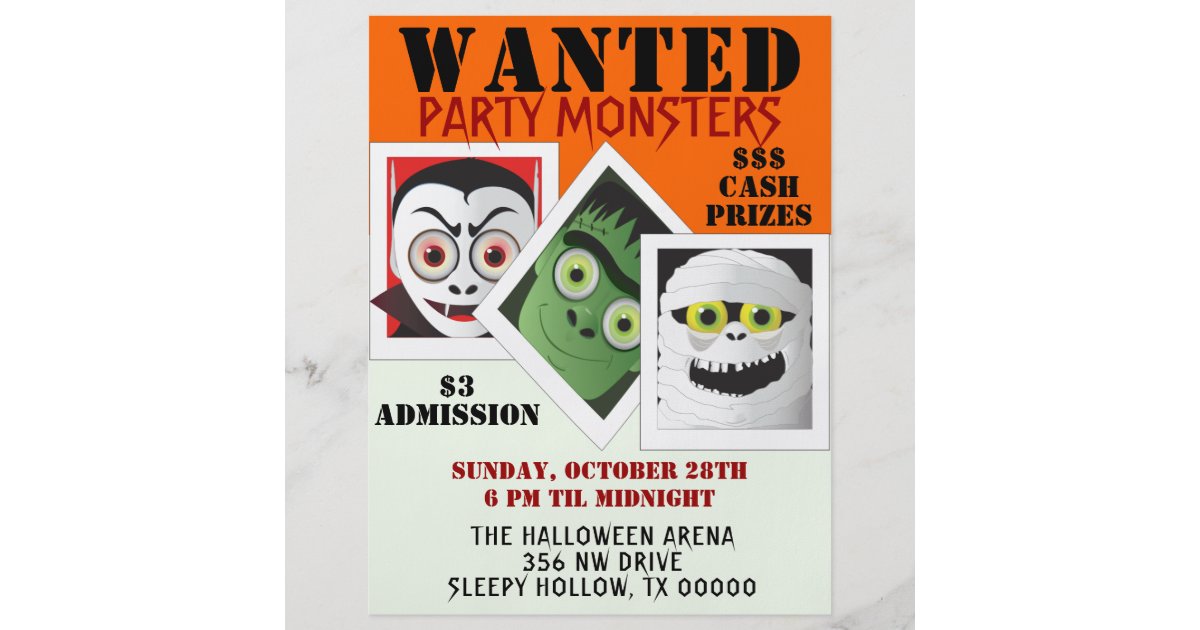 Halloween Monster Costume Party Invite Flyer | Zazzle