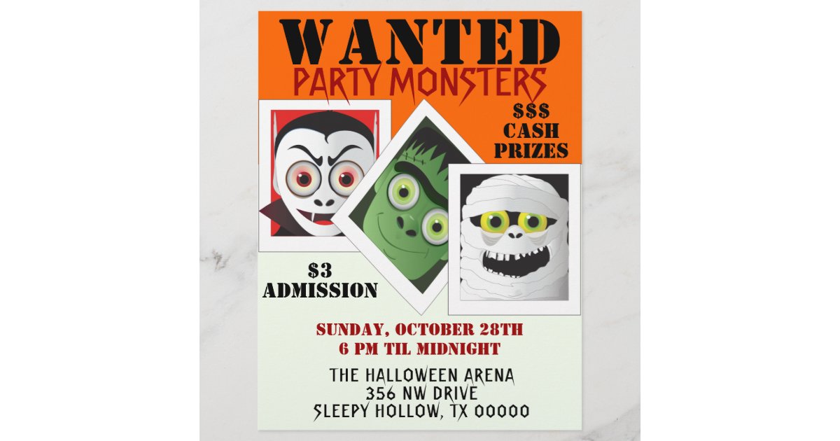 Halloween Monster Costume Party Invite Flyer | Zazzle