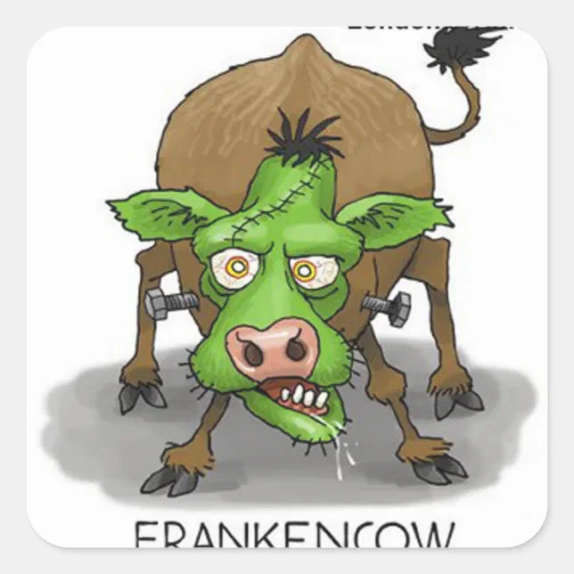 Halloween Monster Funny Cow Gifts Square Sticker | Zazzle