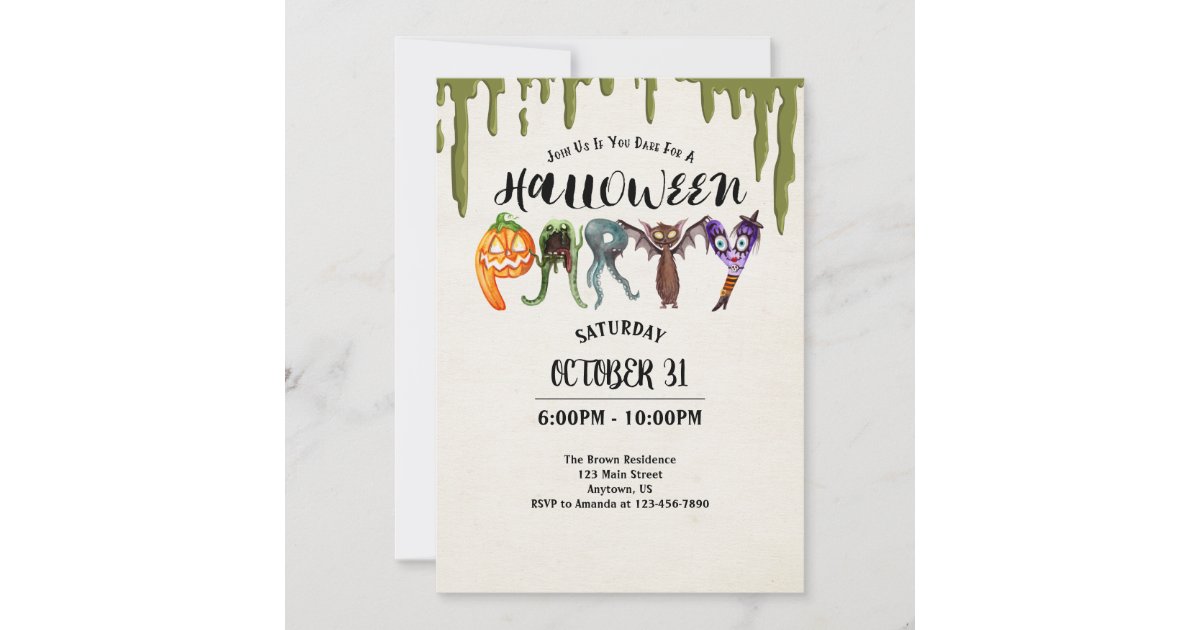 Halloween Monster Letters Halloween Party Invitation | Zazzle