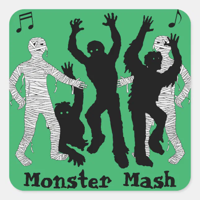 Halloween Monster Mash Dance Party Square Sticker | Zazzle