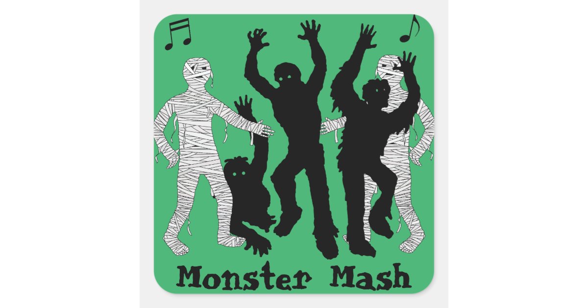 Halloween Monster Mash Dance Party Square Sticker | Zazzle