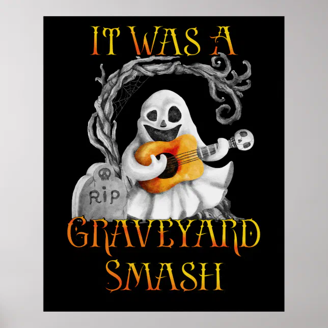 Halloween Monster Mash Ghost Graveyard Smash Poster | Zazzle
