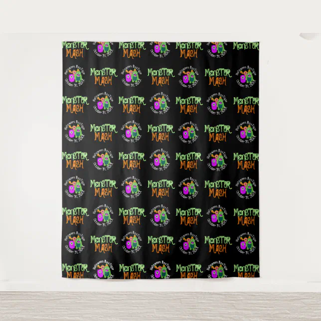 Halloween Monster Mash Step and Repeat Backdrop | Zazzle