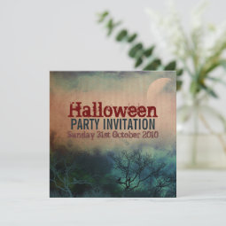 Halloween Moon Grunge Invitation | Zazzle