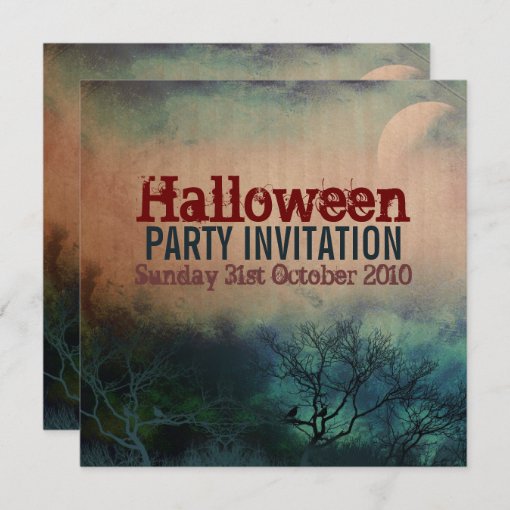 Halloween Moon Grunge Invitation | Zazzle
