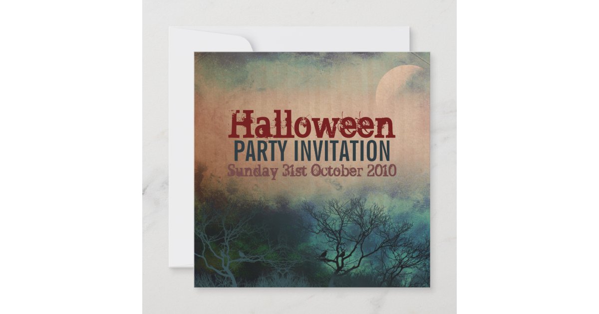 Halloween Moon Grunge Invitation | Zazzle