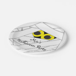 Halloween Mummy Costume Party Cute Kids Plates | Zazzle