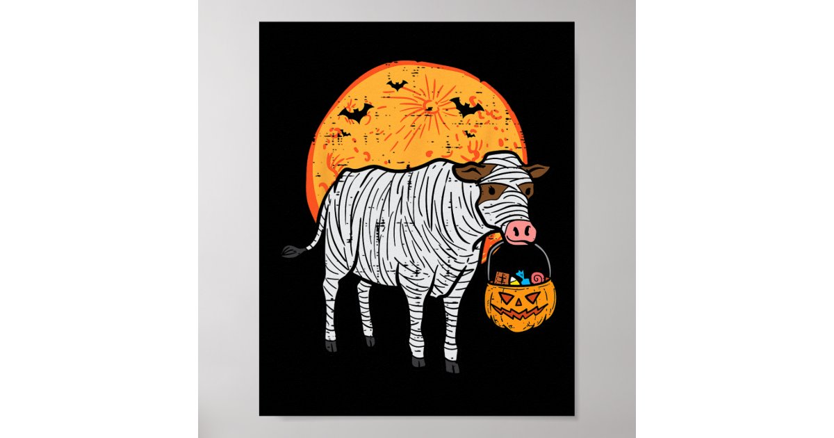 Halloween Mummy Cow Trick Treat Farm Costume Boys Poster | Zazzle