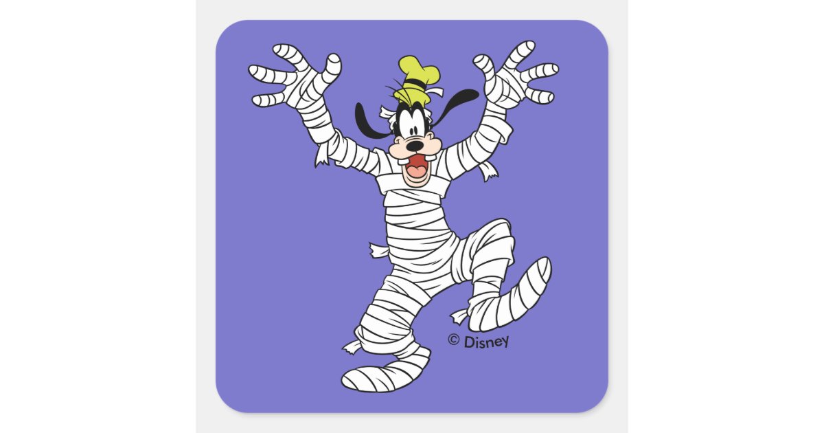 Halloween Mummy Goofy Square Sticker | Zazzle