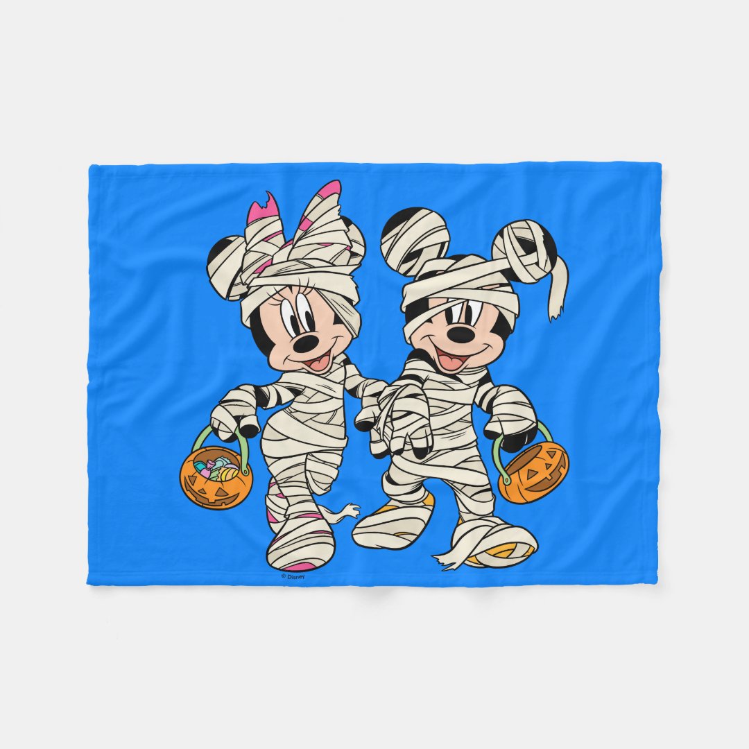 Halloween Mummy Mickey & Minnie Fleece Blanket | Zazzle