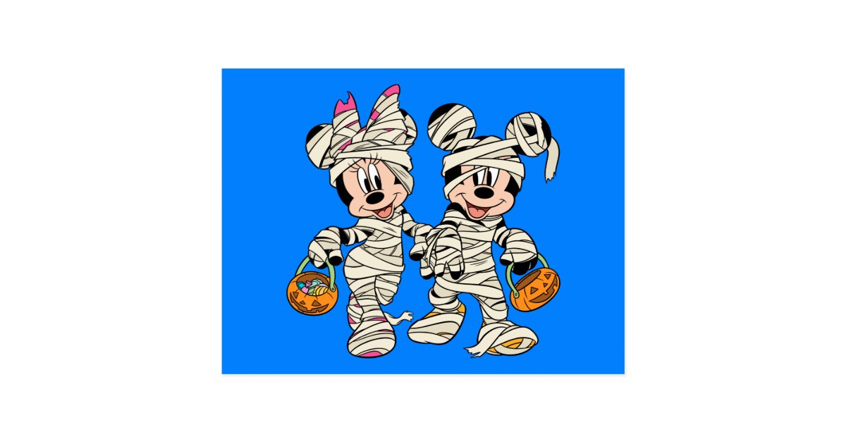 Halloween Mummy Mickey & Minnie Postcard | Zazzle.com