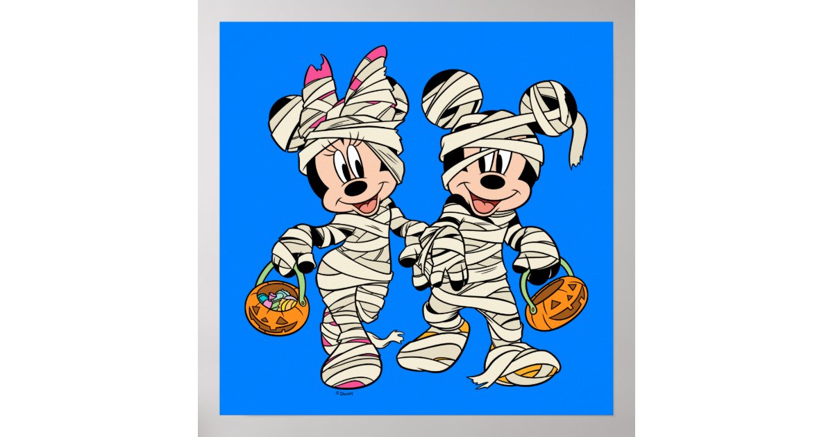 Halloween Mummy Mickey & Minnie Poster | Zazzle