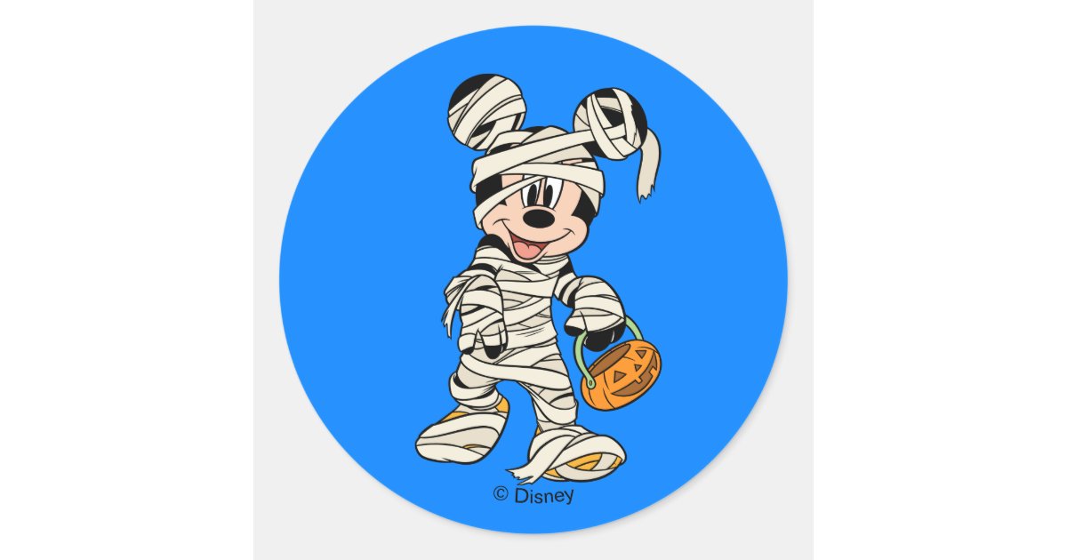 Halloween Mummy Mickey Mouse Classic Round Sticker | Zazzle