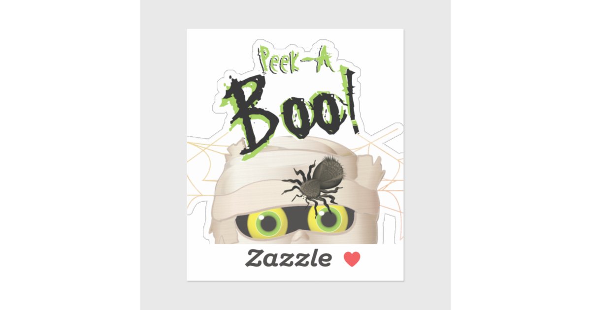 Halloween Mummy Monster Peek A Boo Sticker | Zazzle