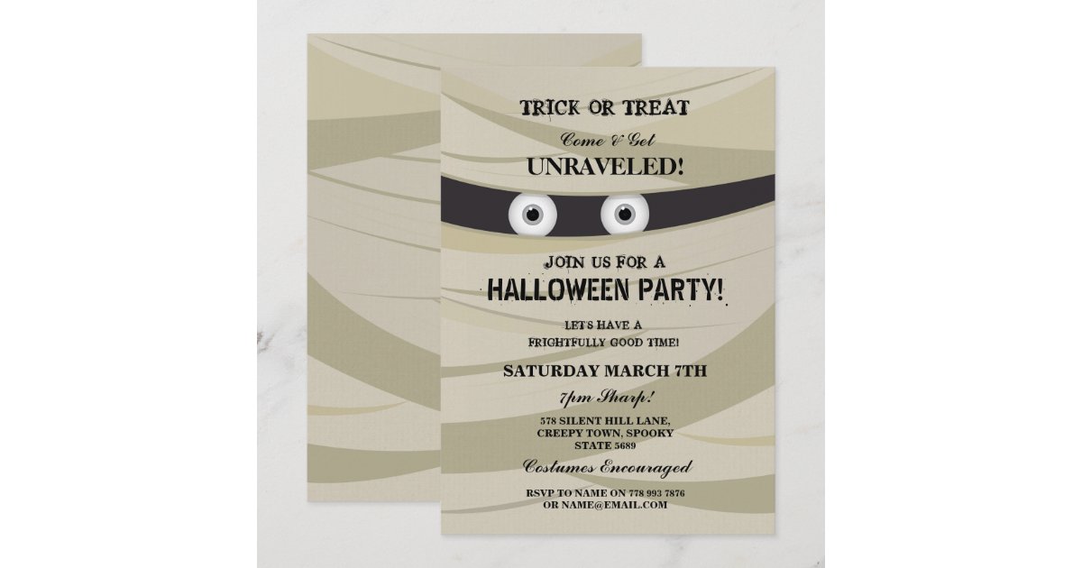 Halloween Mummy Party Monster Bash Invite | Zazzle