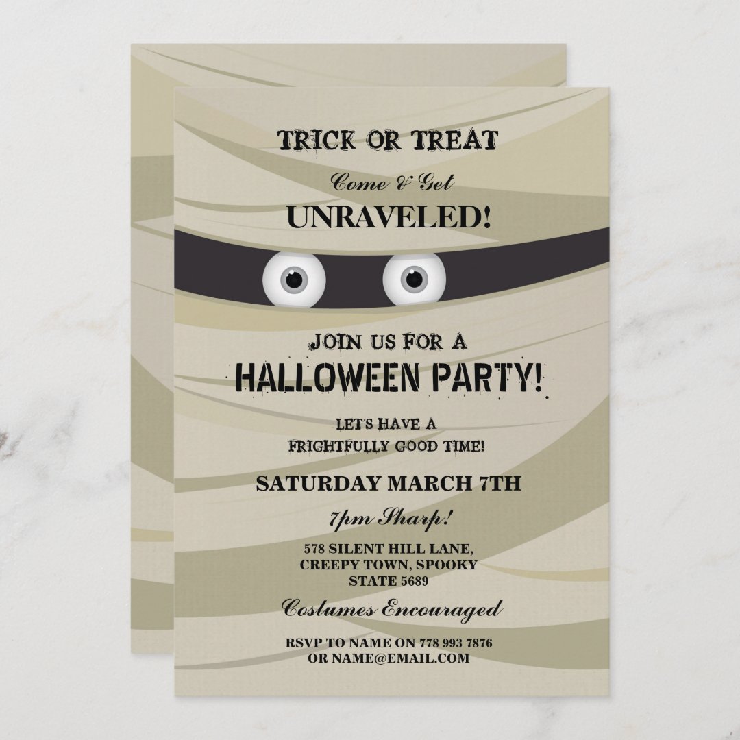 Halloween Mummy Party Monster Bash Invite | Zazzle