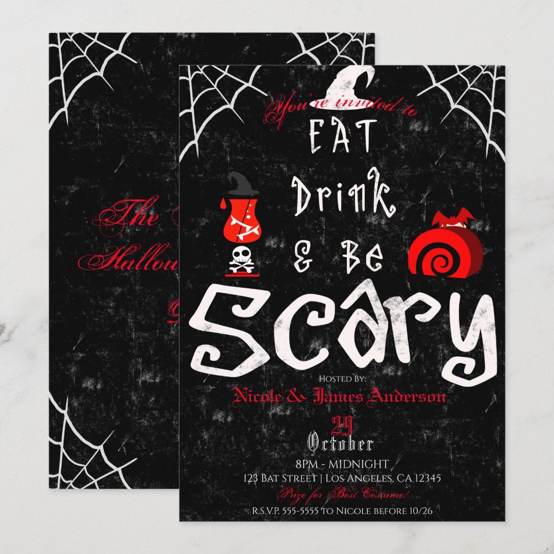 Halloween Mystery Dinner Eat Drink Be Scary Party Invitation | Zazzle