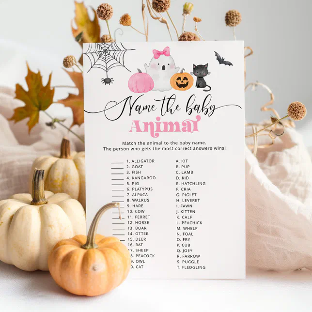 Halloween Name the baby animal baby shower game | Zazzle Halloween Name the baby animal baby shower game | Zazzle
