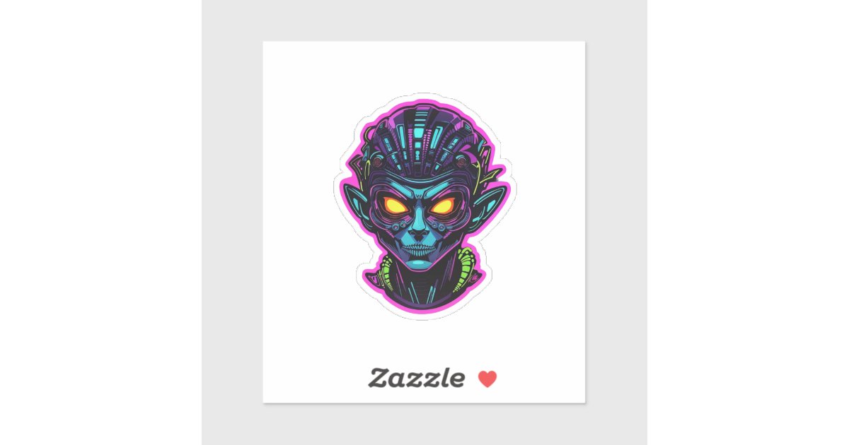 Halloween Neon Punk Alien Sticker | Zazzle
