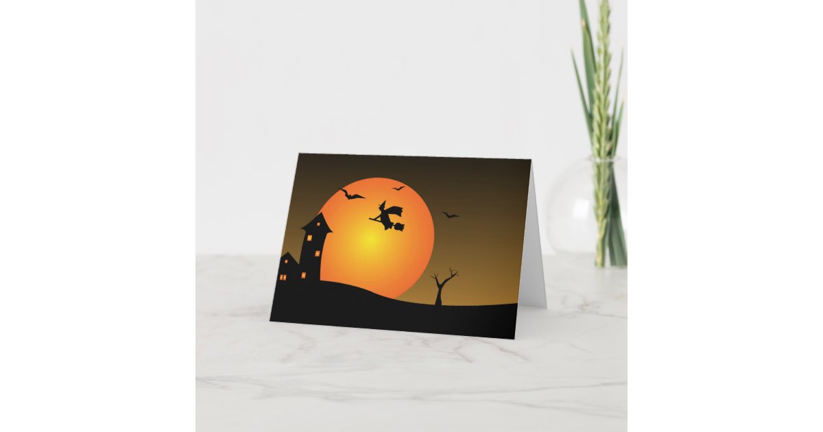 Halloween night witch card | Zazzle