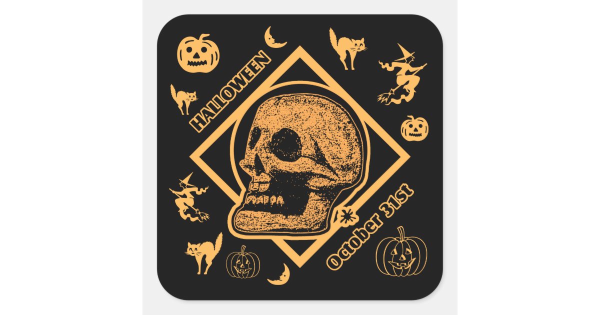 Halloween October 31st Collage Square Sticker | Zazzle