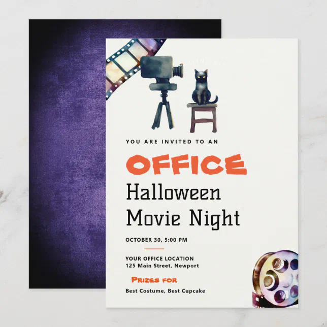 Halloween Office Party Business Movie Night Invitation | Zazzle