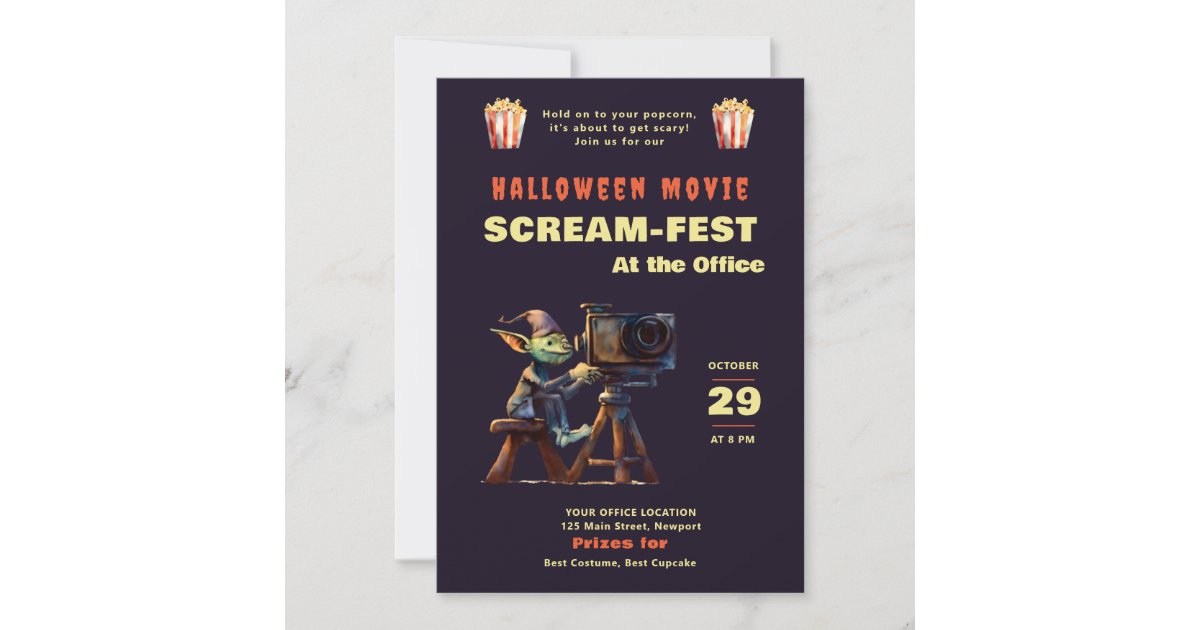 Halloween Office Party Scary Movies Scream-Fest Invitation | Zazzle