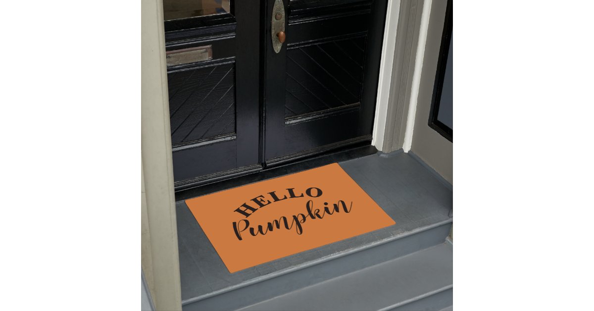 halloween orange fall harvest hello pumpkin doormat | Zazzle
