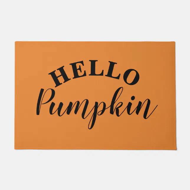 halloween orange fall harvest hello pumpkin doormat | Zazzle