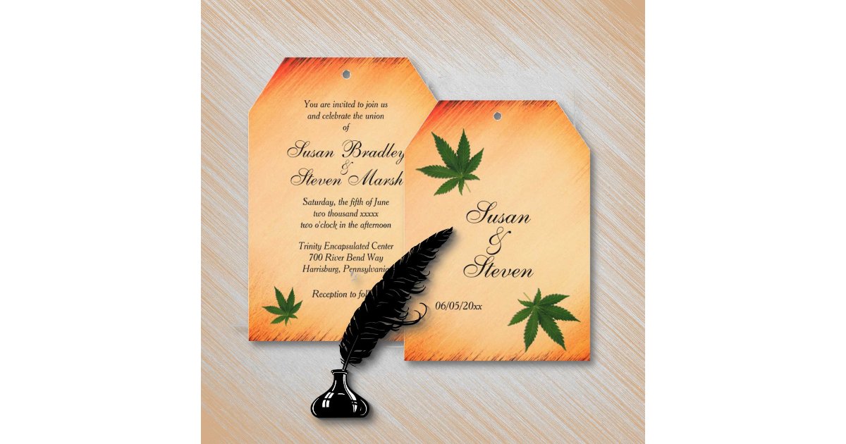 Halloween Orange Weed Ticket Wedding Invitation | Zazzle
