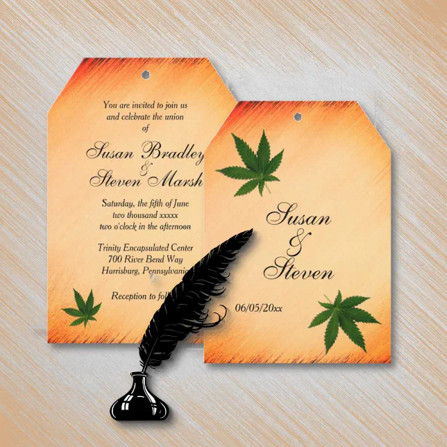 Halloween Orange Weed Ticket Wedding Invitation | Zazzle