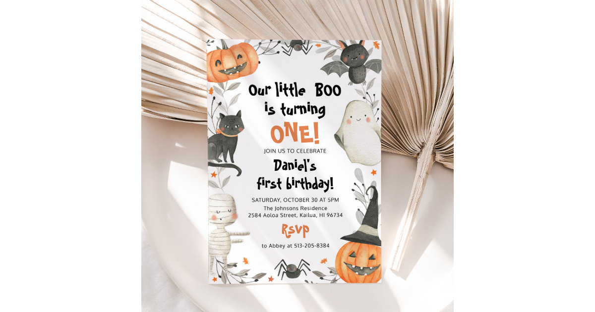 Halloween Our Little Boo Birthday Party Invitation | Zazzle