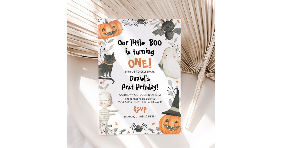 Halloween Our Little Boo Birthday Party Invitation | Zazzle